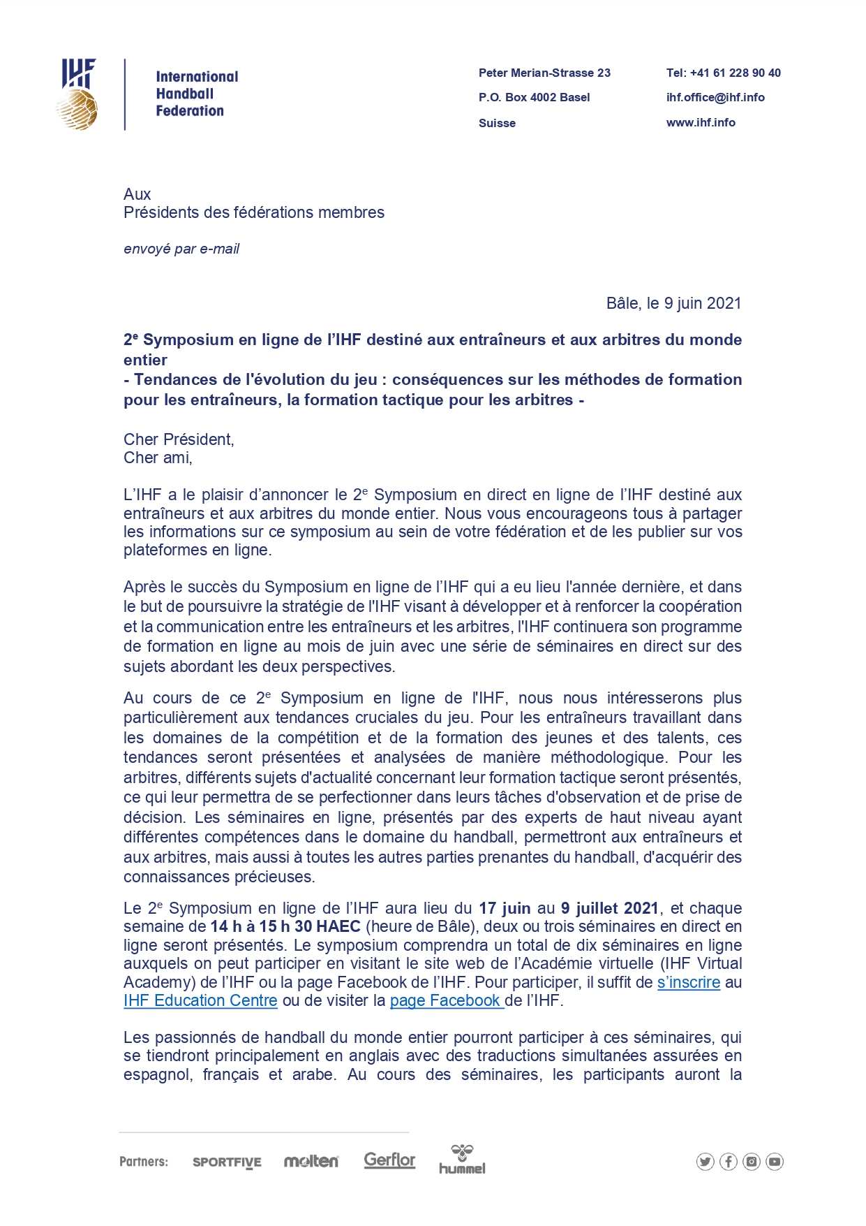 2ND IHF LIVE ONLINE SYMPOSIUM THROWS OFF IN ONE WEEK – FTHB